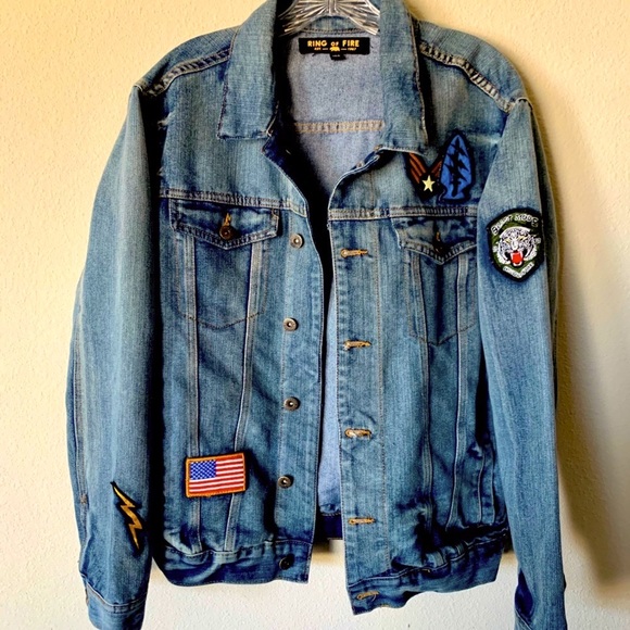 Ring of Fire | Jackets & Coats | Ring Of Fire Denim Patch Detail Jacket ...